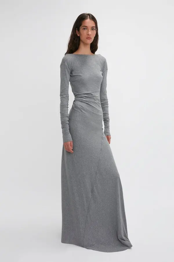 Victoria Beckham Long Sleeve Circle Neck Dress