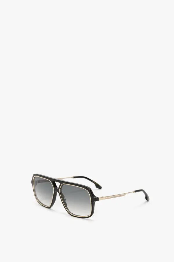 Victoria Beckham Double Bridge Aviator Sunglasses - Black