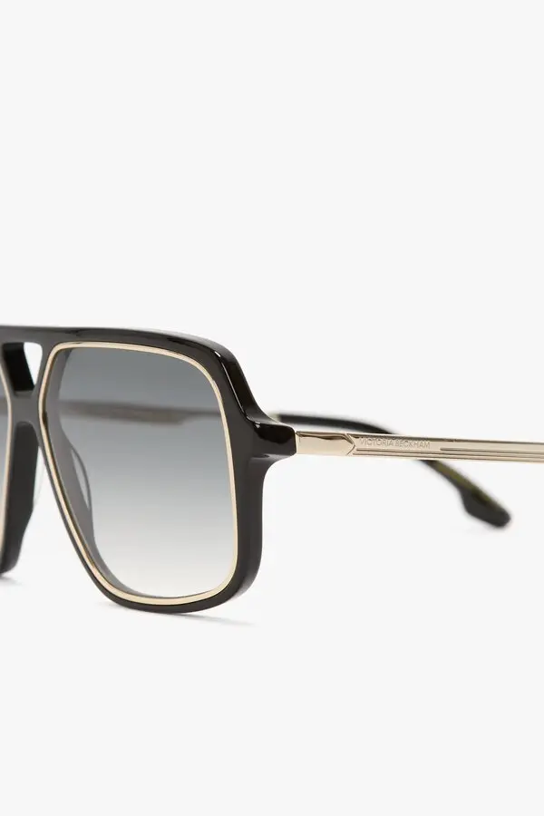 Victoria Beckham Double Bridge Aviator Sunglasses - Black