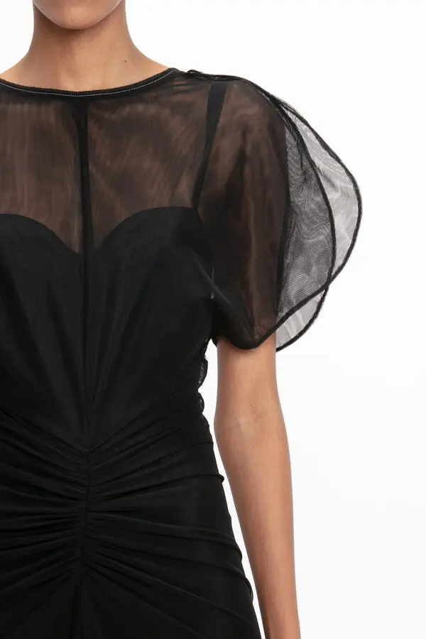 Victoria Beckham Sheer Gathered Waist Floor-length Dress