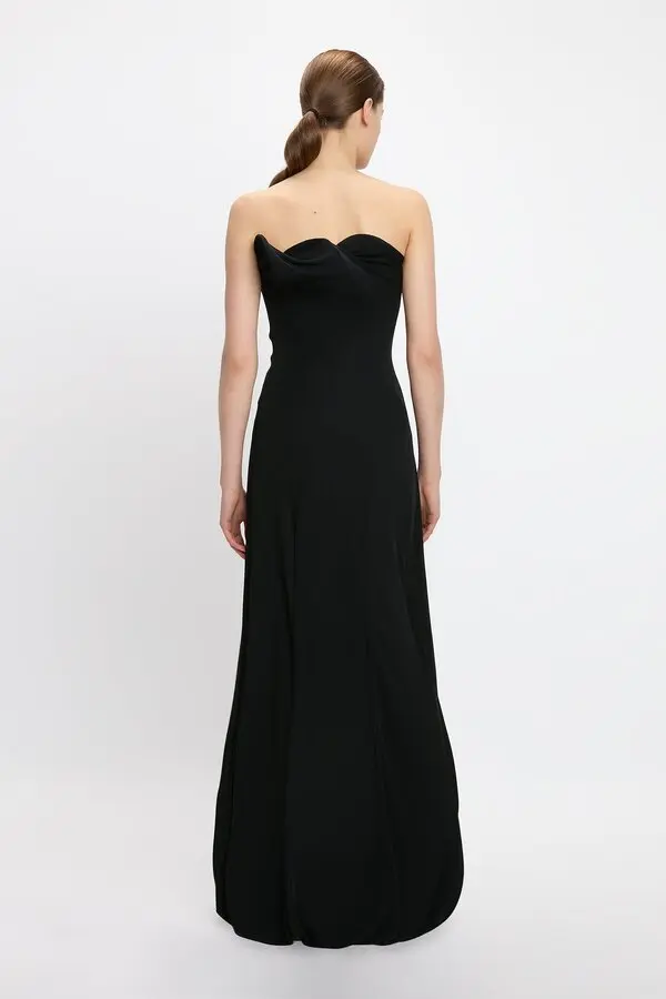 Victoria Beckham Strapless Wave Detail Gown