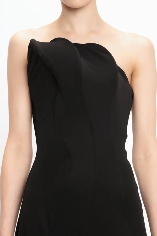 Victoria Beckham Strapless Wave Detail Gown