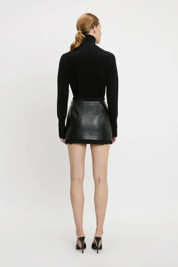 Victoria Beckham Ruched Leather Mini Skirt