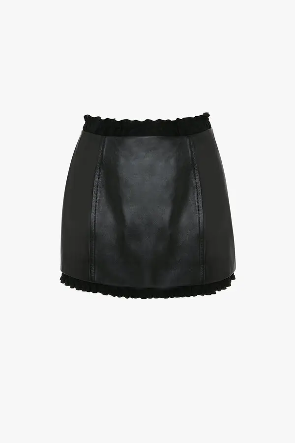 Victoria Beckham Ruched Leather Mini Skirt