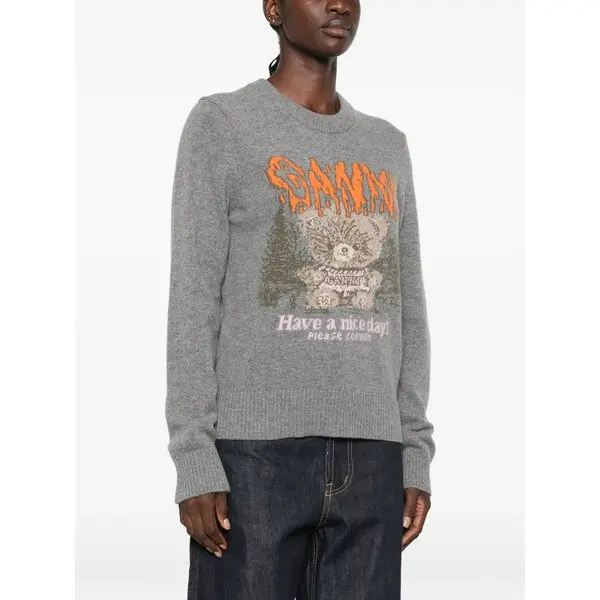 GANNI Grey Knitwear Jumpers