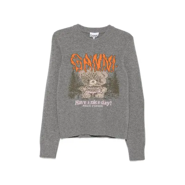 GANNI Grey Knitwear Jumpers - Gray
