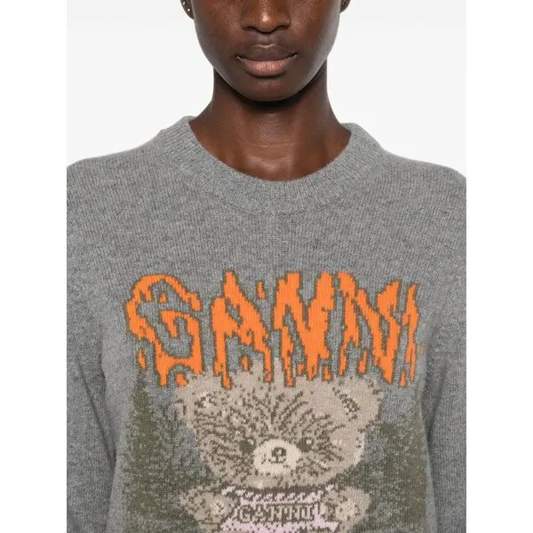 GANNI Grey Knitwear Jumpers - Gray