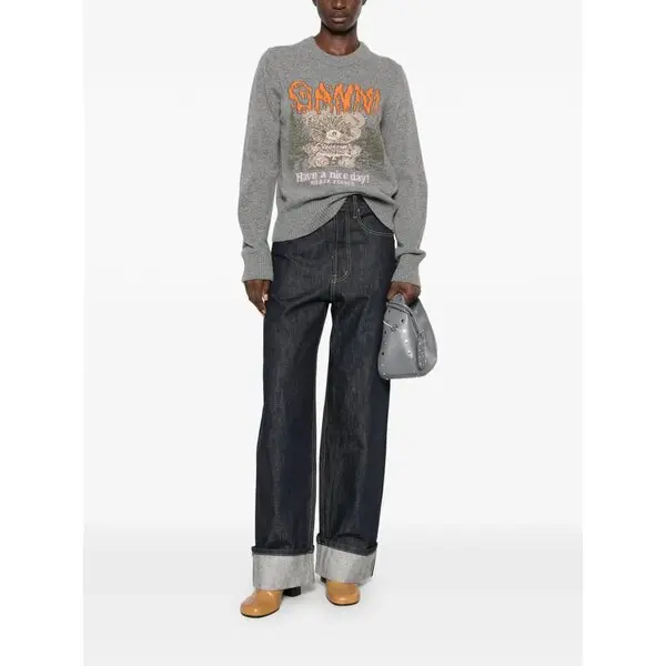 GANNI Grey Knitwear Jumpers - Gray