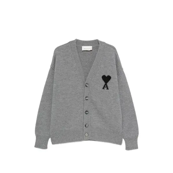 AMI Paris Grey Sweaters & Knitwear Cardigans