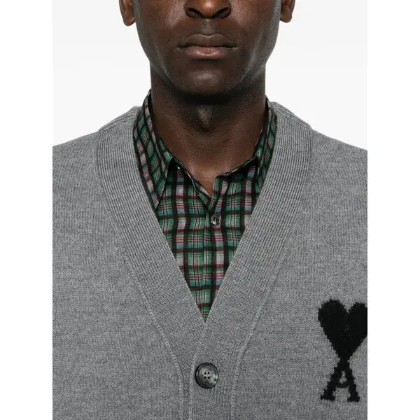 AMI Paris Grey Sweaters & Knitwear Cardigans
