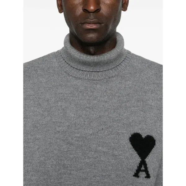 AMI Paris Grey Sweaters & Knitwear Jumpers