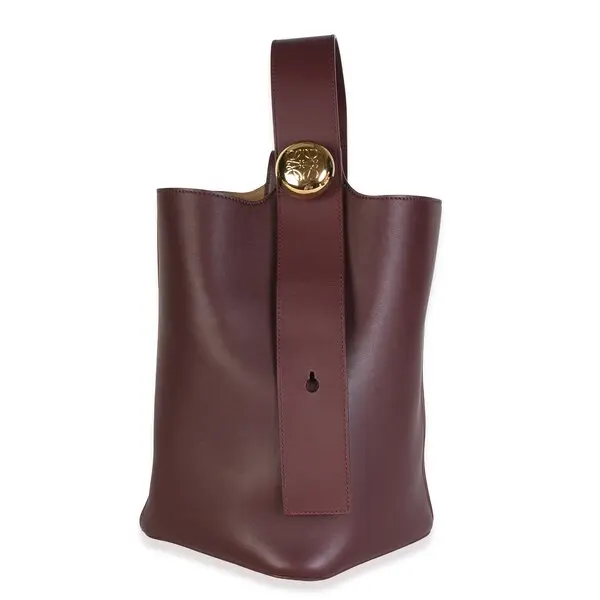 Loewe Dark Burgundy Calfskin Pebble Bucket Bag - Red