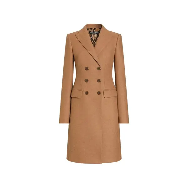 Dolce & Gabbana Brown Coats Double Breasted & Peacoats - Cream