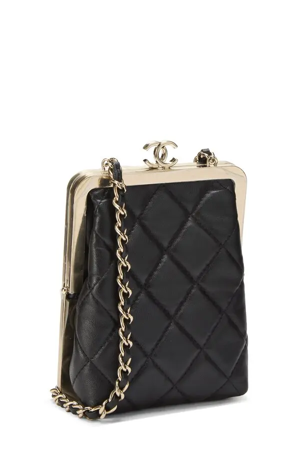 Chanel Lambskin Plexiglass Clutch On Chain