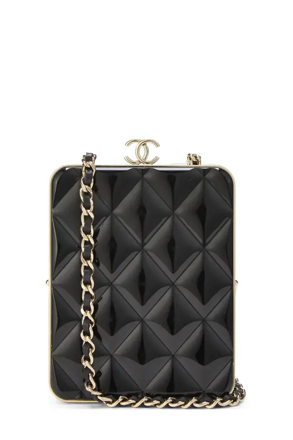 Chanel Lambskin Plexiglass Clutch On Chain