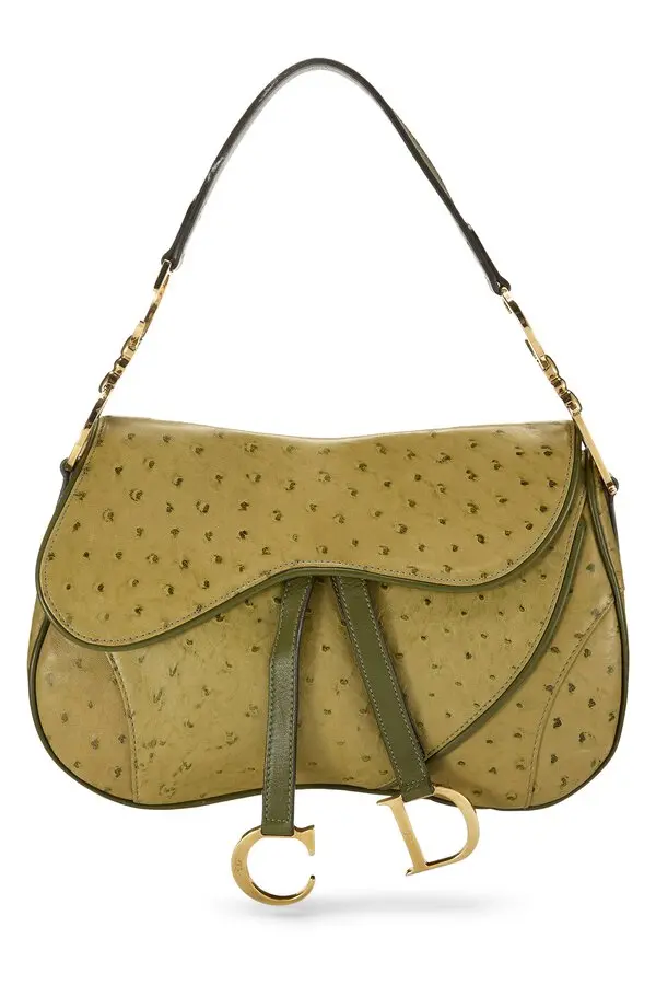 Dior Ostrich Double Saddle Bag - Green