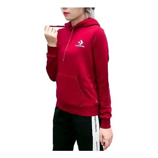CONVERSE Star Chevron Embroidered Pullover Hoodie Asia Sizing - Red