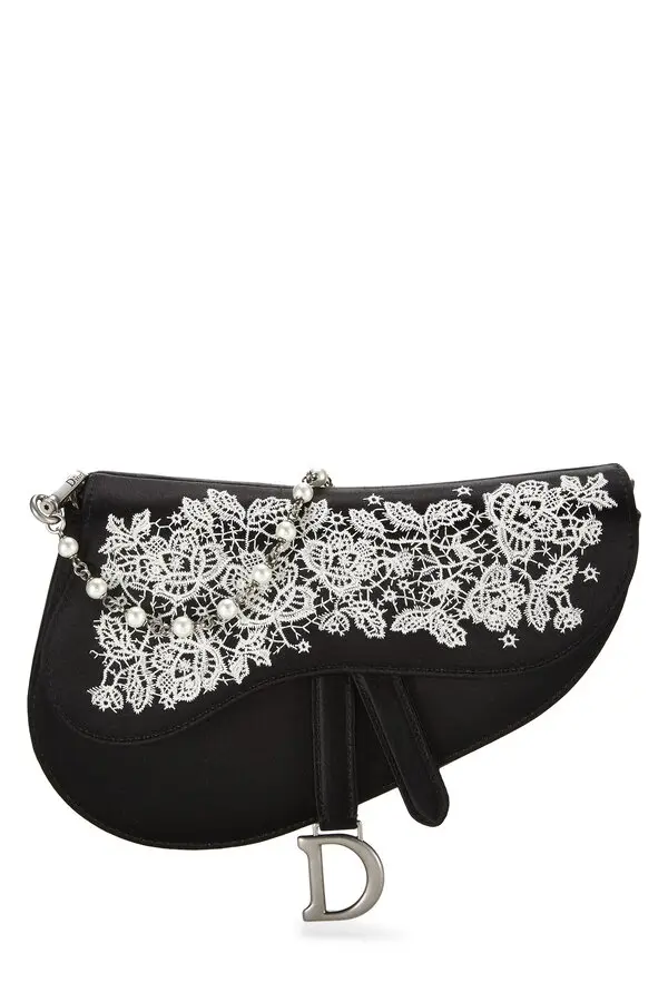 Dior Satin Saddle Crossbody - Black