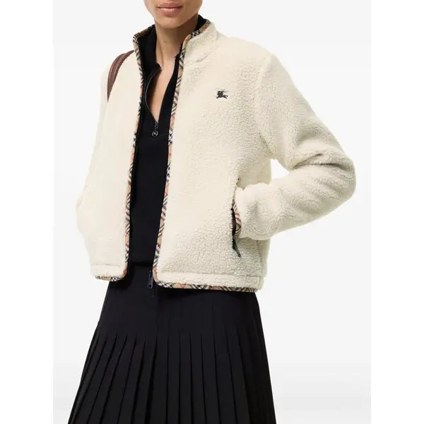 Burberry Neutrals Jackets Cropped Jackets - Cream