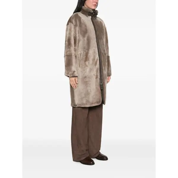 Brunello Cucinelli Neutrals Jackets Faux Fur & Shearling Jackets - Cream