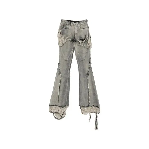 Rick Owens Grey Denim Bootcut Jeans