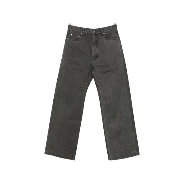 Rick Owens Grey Denim Wide-leg Jeans