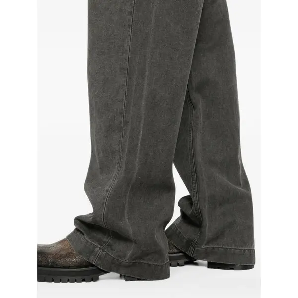 Rick Owens Grey Denim Wide-leg Jeans