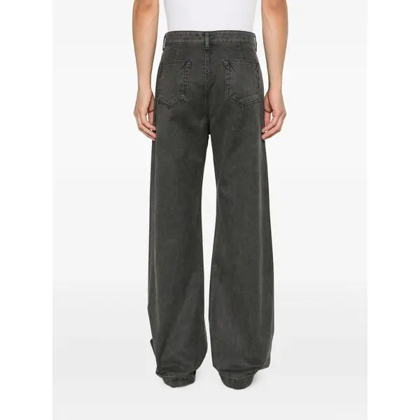Rick Owens Grey Denim Wide-leg Jeans