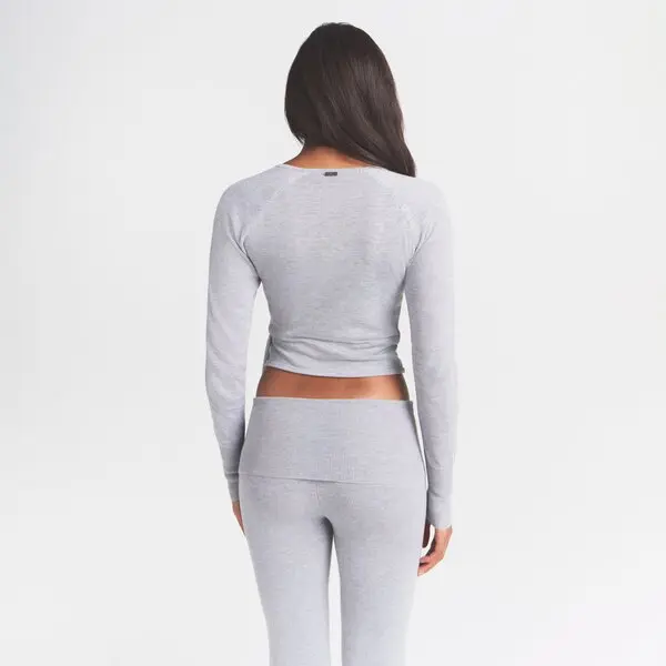 SKIMS Wrap Sweater | Grey | | Essential Knit - Mid Heather Grey