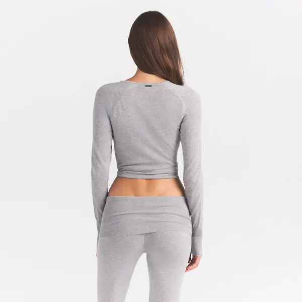 SKIMS Wrap Sweater | Grey | Large | Essential Knit - Mid Heather Grey