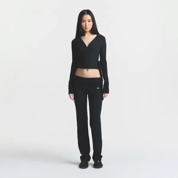 SKIMS Wrap Sweater | Black | | Essential Knit