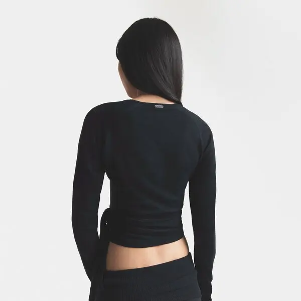 SKIMS Wrap Sweater | Black | | Essential Knit - Onyx