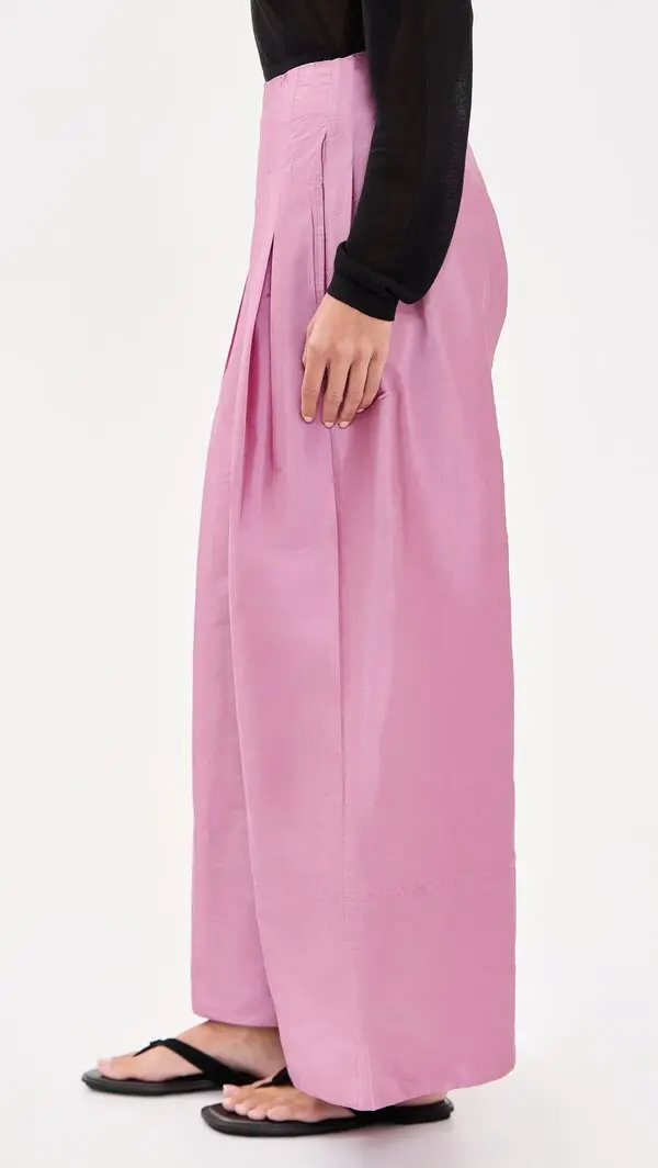 Chan Luu Techno Taffeta Ultra Wide Leg Trousers