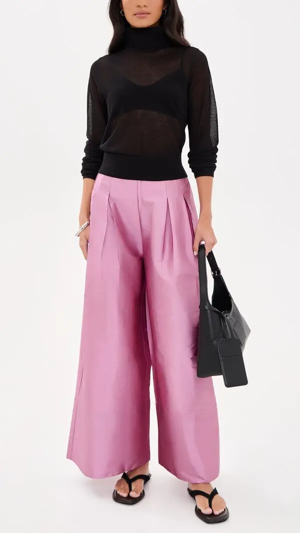 Chan Luu Techno Taffeta Ultra Wide Leg Trousers