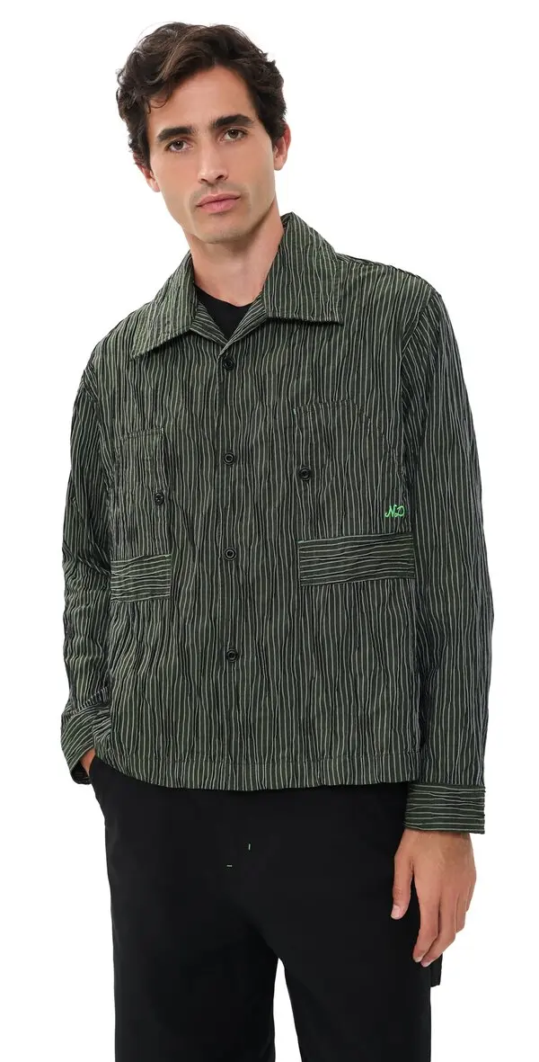NICHOLAS DALEY Tucked Dobby Stripe Workers Shacket