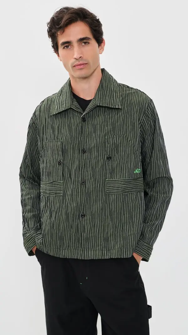 NICHOLAS DALEY Tucked Dobby Stripe Workers Shacket