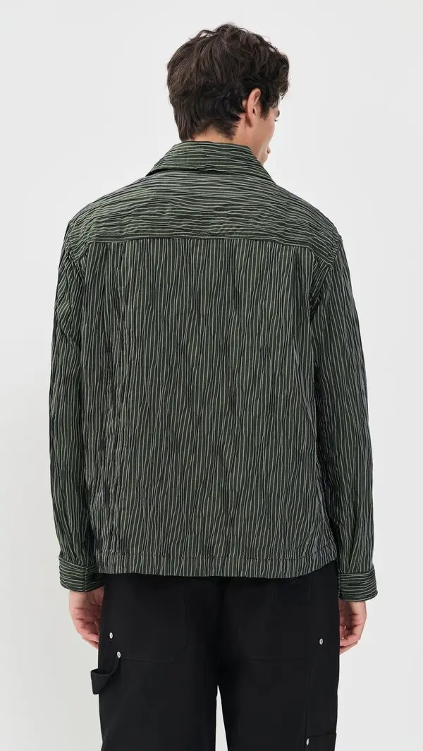 NICHOLAS DALEY Tucked Dobby Stripe Workers Shacket