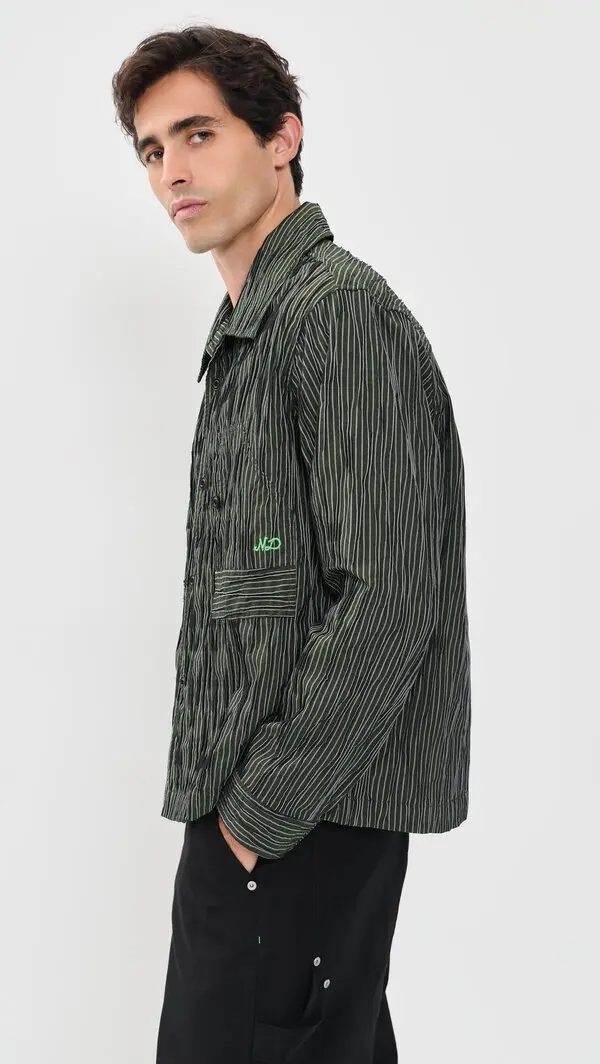 NICHOLAS DALEY Tucked Dobby Stripe Workers Shacket