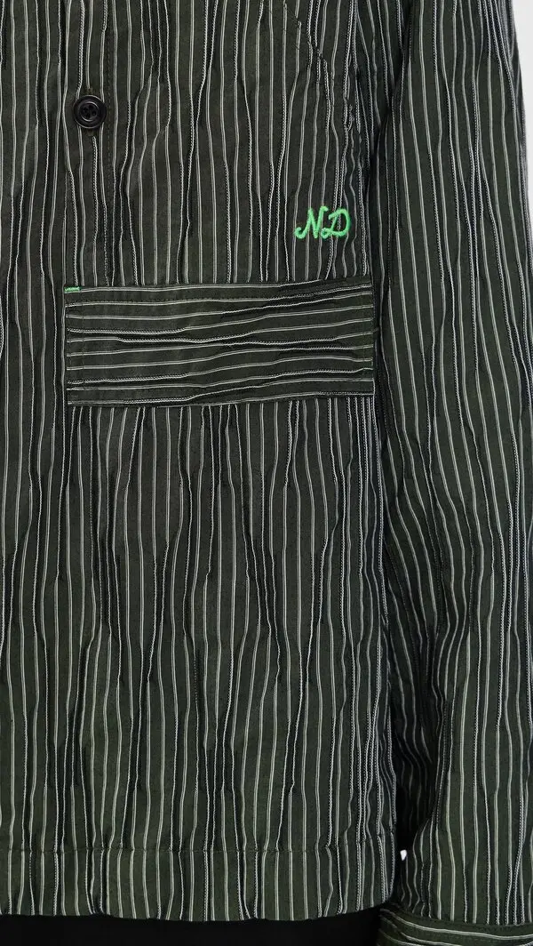 NICHOLAS DALEY Tucked Dobby Stripe Workers Shacket