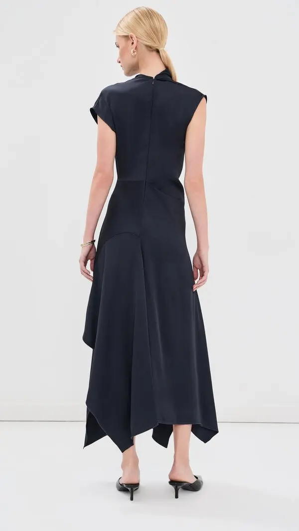 Victoria Beckham High Neck Draped Midi Dress
