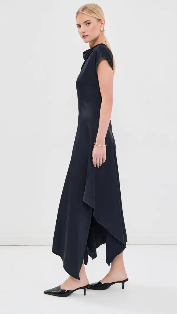 Victoria Beckham High Neck Draped Midi Dress