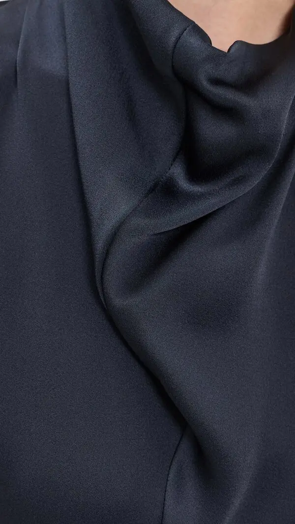 Victoria Beckham High Neck Draped Midi Dress