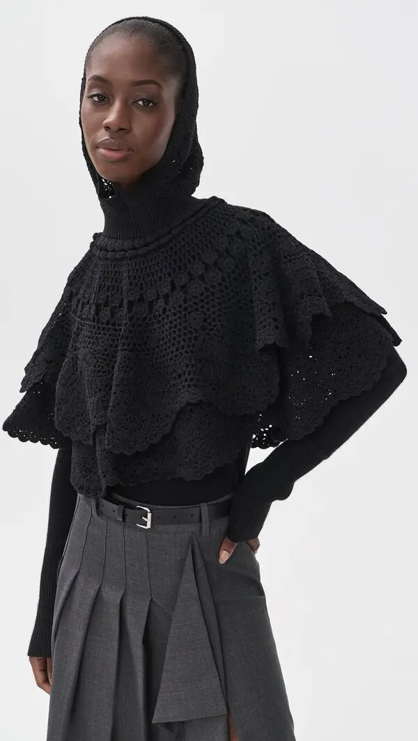 Sea Wright Knit Crochet Poncho