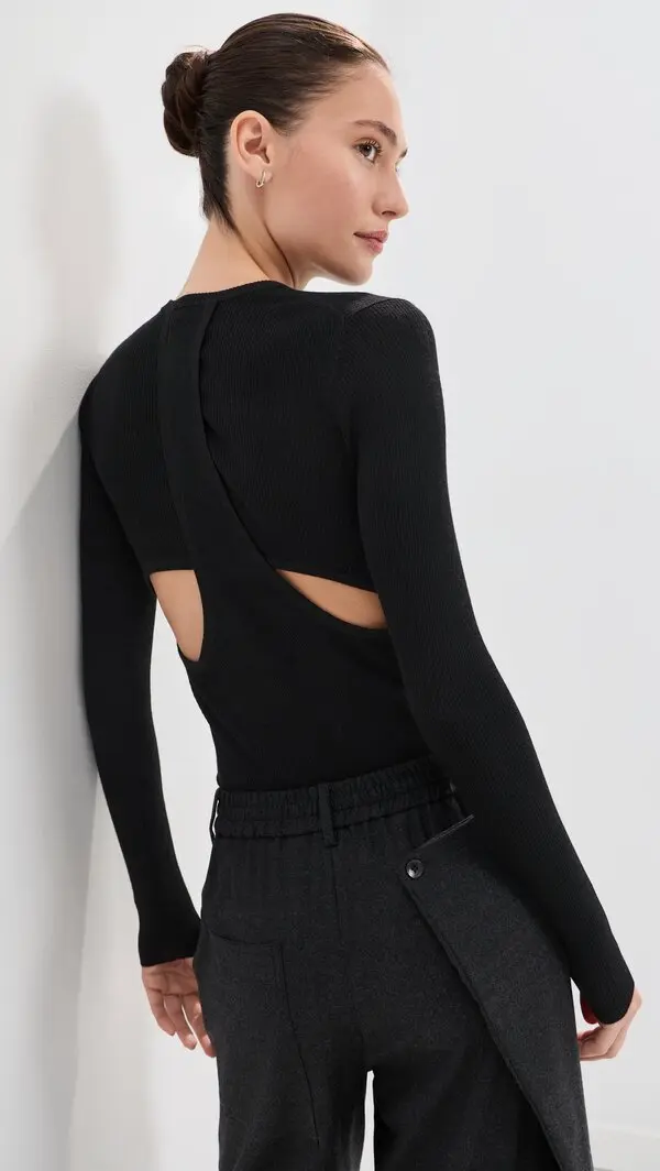 Tibi Feather Weight Ribbed Cutout Tee