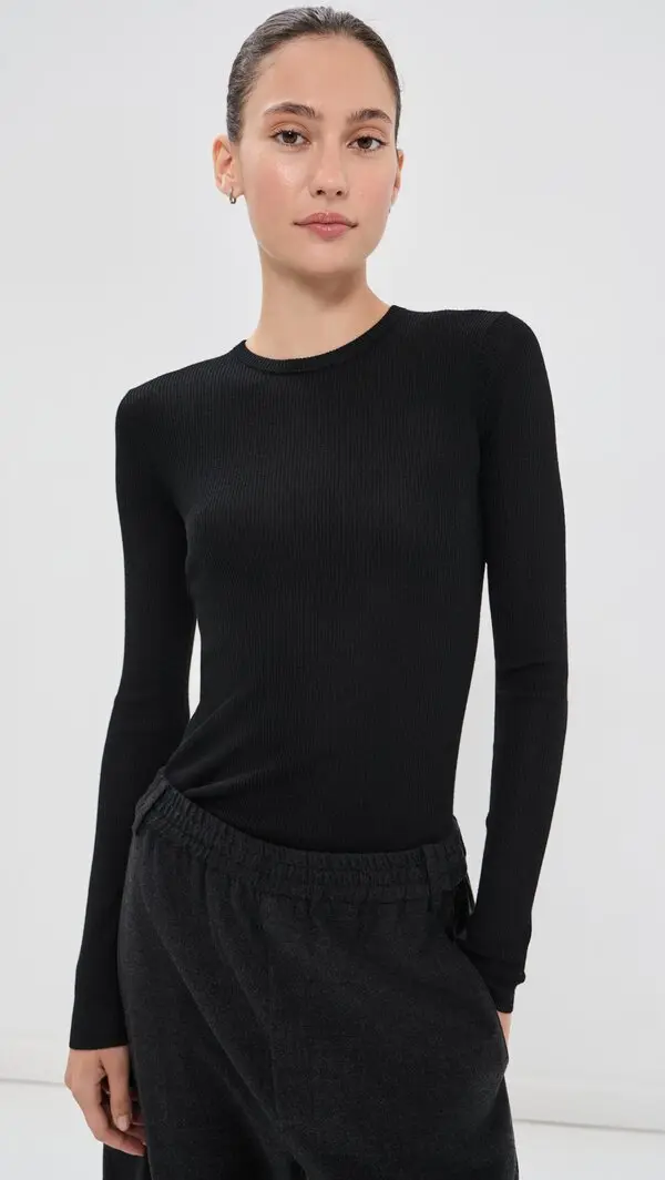 Tibi Feather Weight Ribbed Cutout Tee