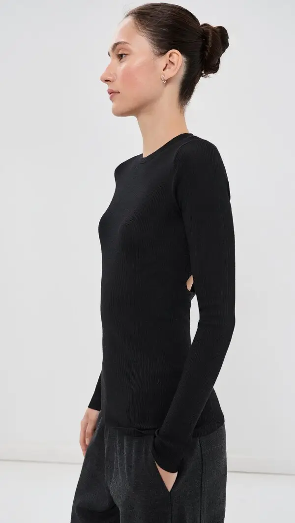 Tibi Feather Weight Ribbed Cutout Tee