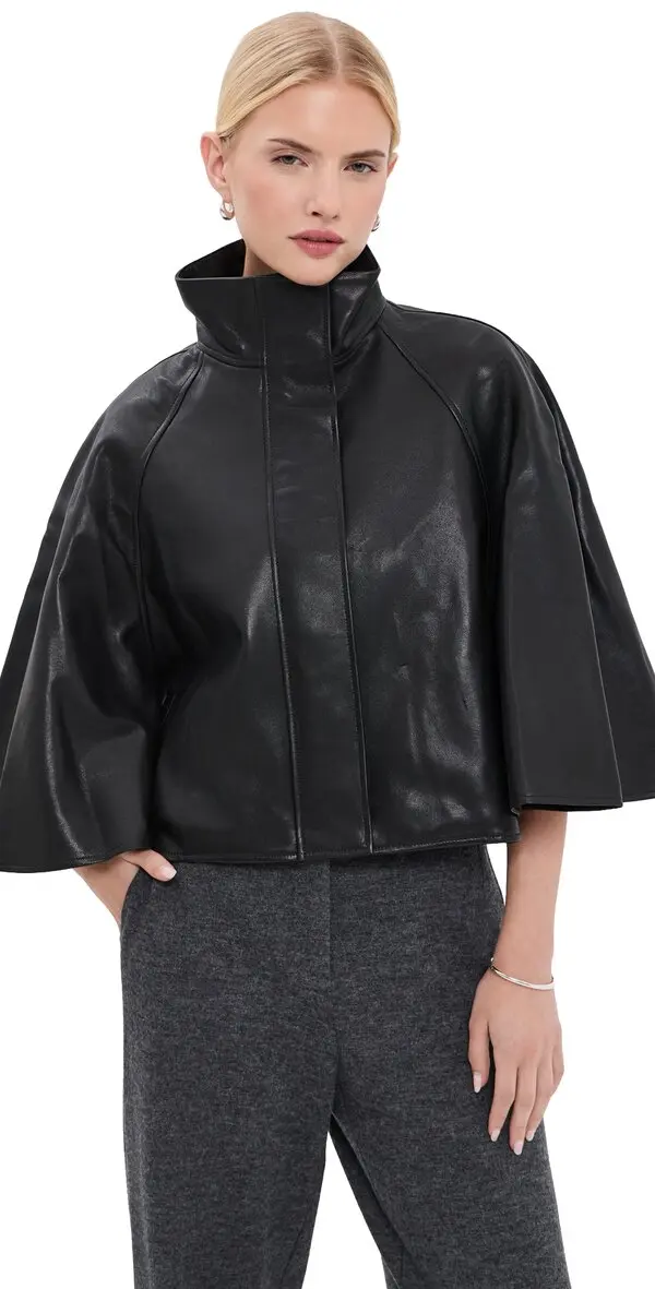 Simkhai Orvik Cape Leather Jacket - Black
