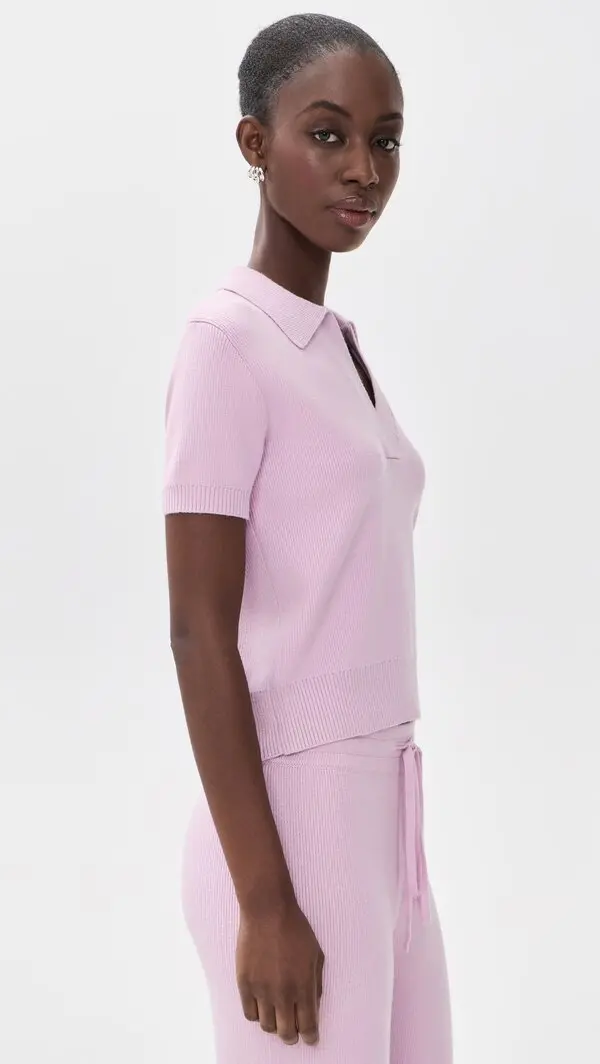 English Factory Ribbed Knit Polo Sweater
