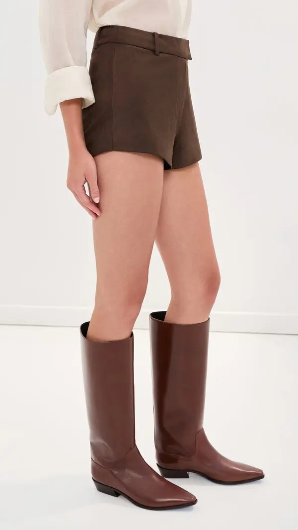 LE BOP Josie Faux Suede Hot Shorts - Coffee