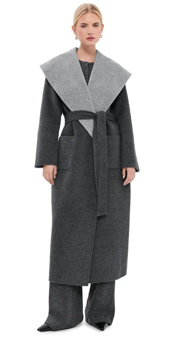 Simkhai Allura Reversible Belted Double-faced Wool Coat